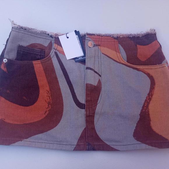 Skirts | Pretty Little Thing Womens Brown Retro Y2k Swirl Mini Skirt ...